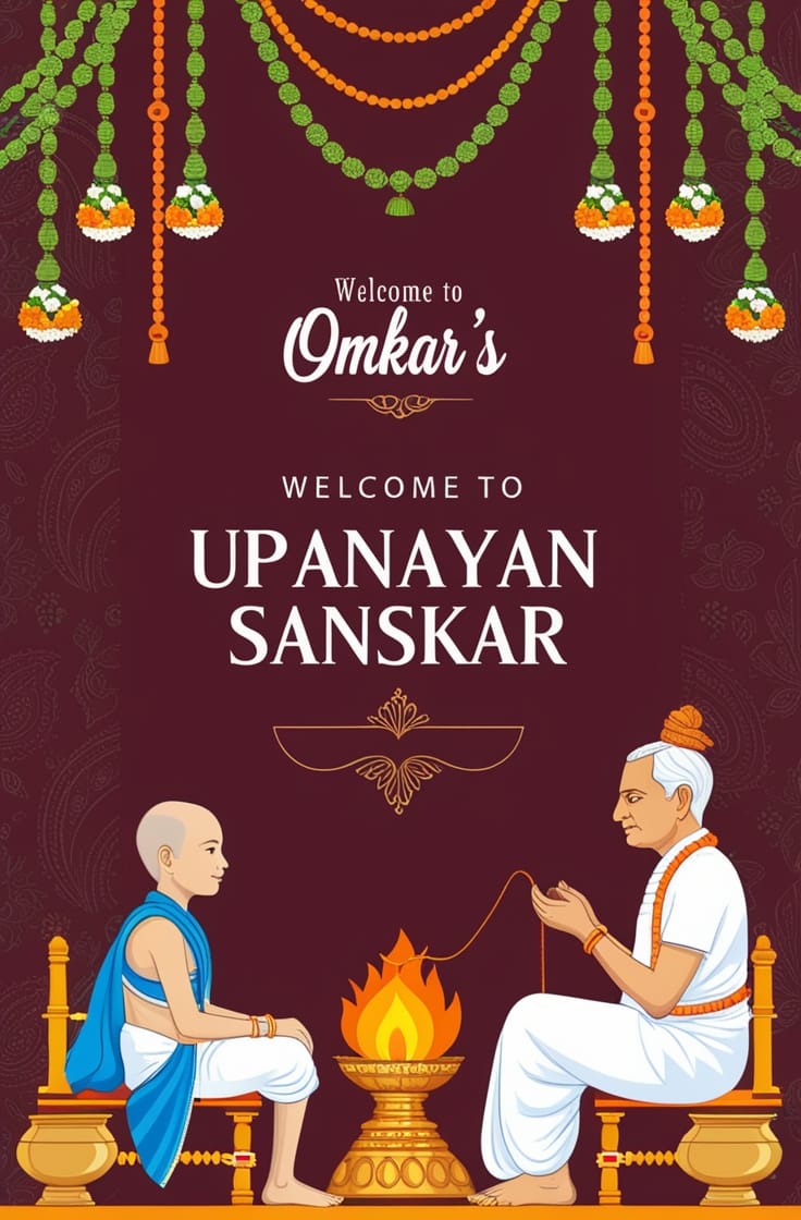 Maroon Upanayan Ceremony Poster Personalized Sacred Ritual Design – SeeMyMarriage