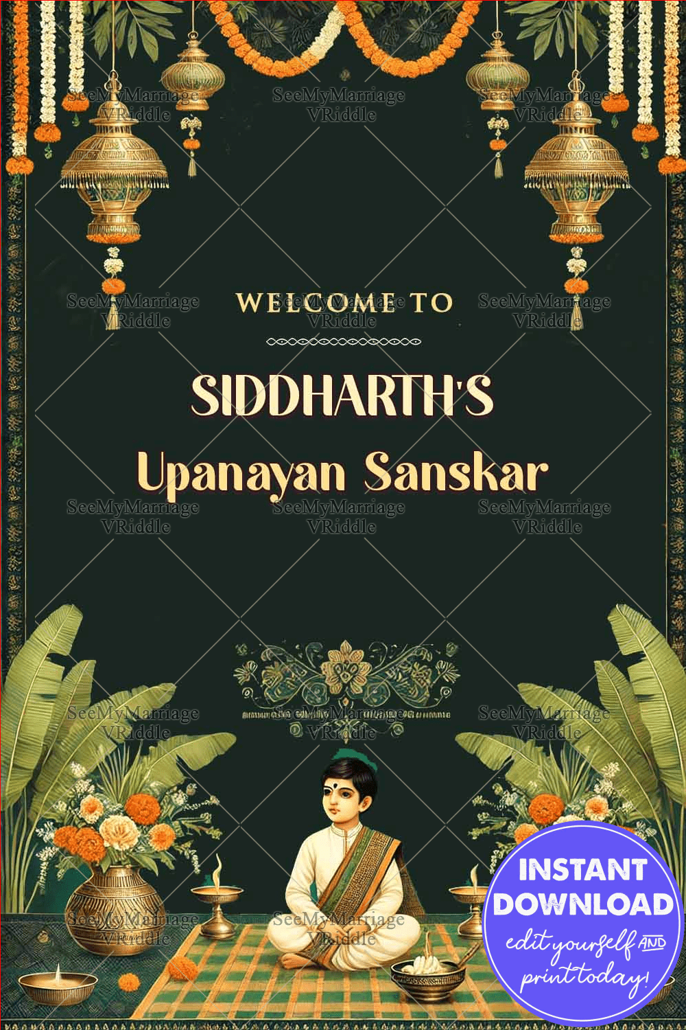 Elegant Upanayan Poster Personalized Traditional Ceremony Design ...