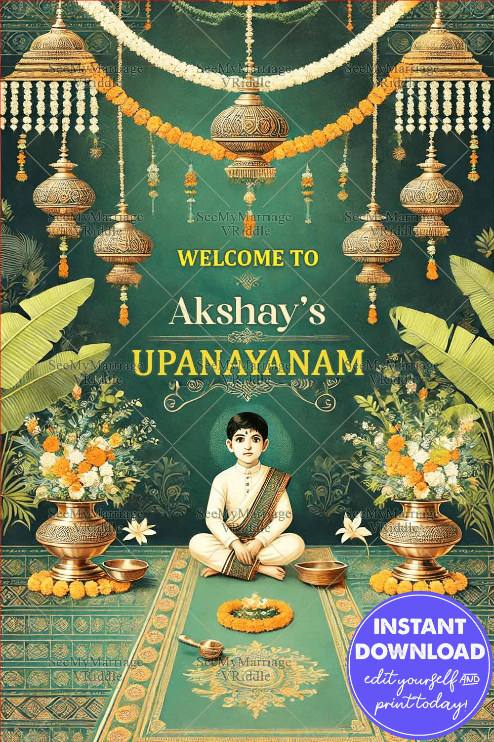 Green Upanayan Poster Personalized Traditional Ceremony Design ...