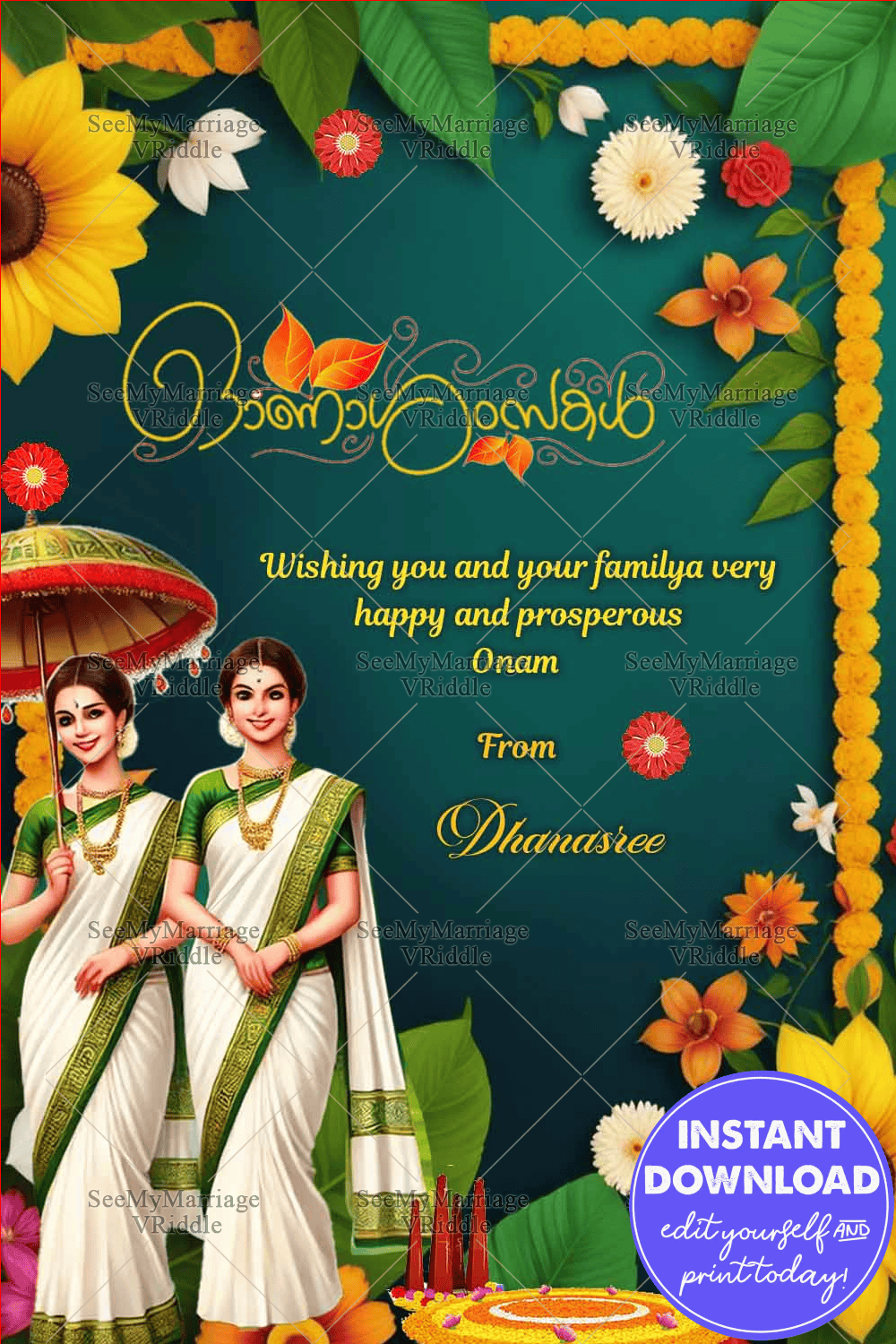 Kerala Themed Onam Greeting Card for Celebrations – SeeMyMarriage