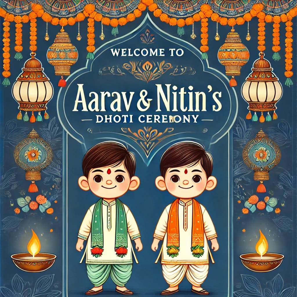 Teal Dhoti Ceremony Poster Personalized Traditional Event Design ...