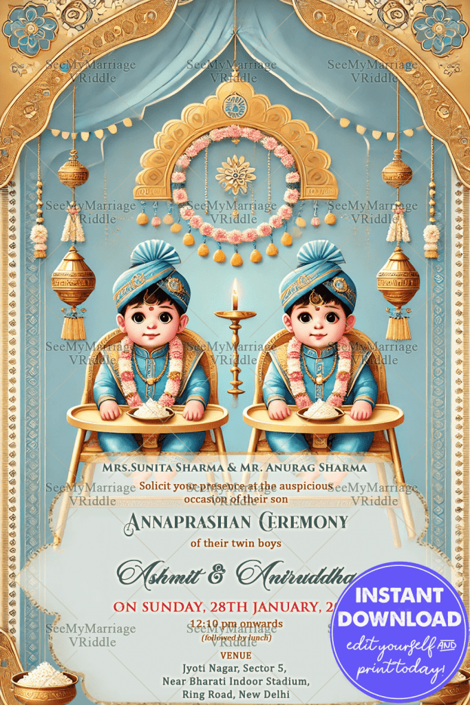 Create Annaprasan Invitation card Online Free, Baby First Rice Eating ...