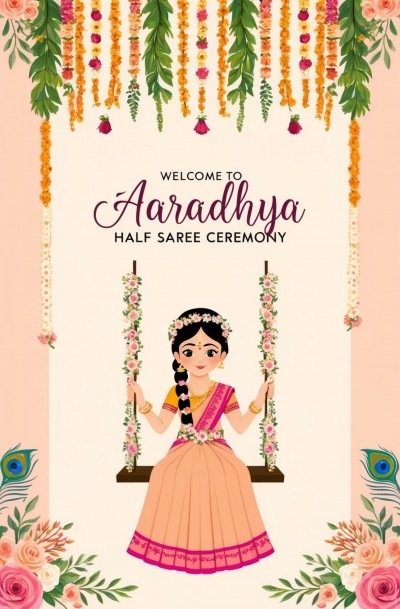 Floral Swing Aaradhya’s Half Saree Ceremony Poster – SeeMyMarriage