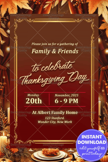 Autumn Feast Thanksgiving Dinner Party Invitation – SeeMyMarriage