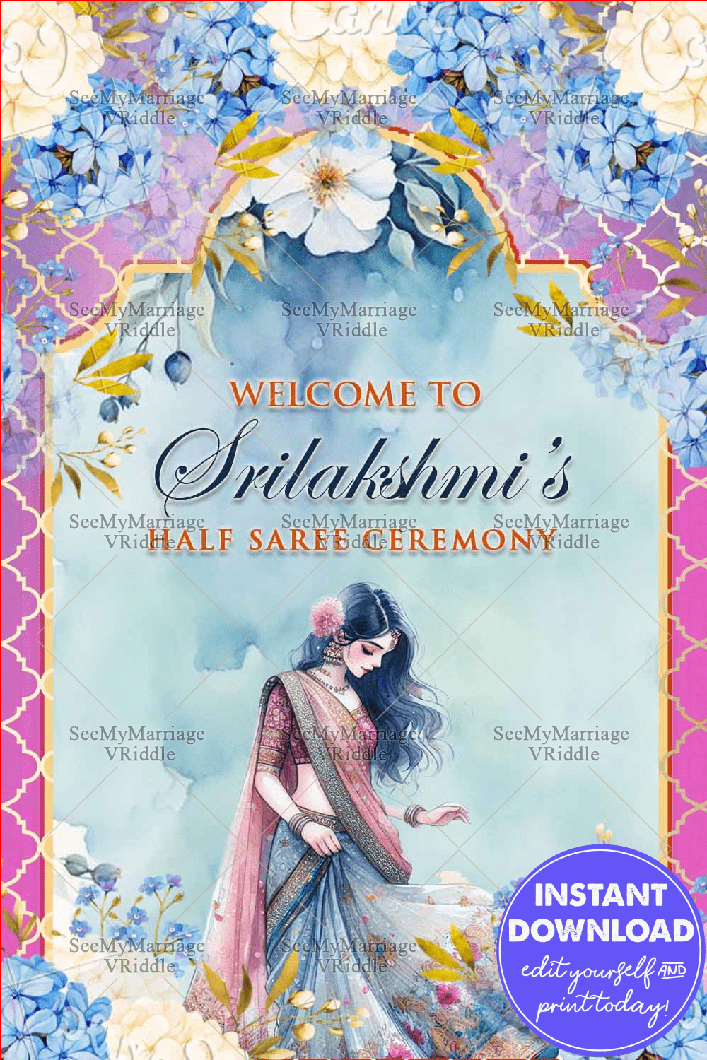Blossoming Beauty Half Saree Ceremony Welcome Poster – SeeMyMarriage