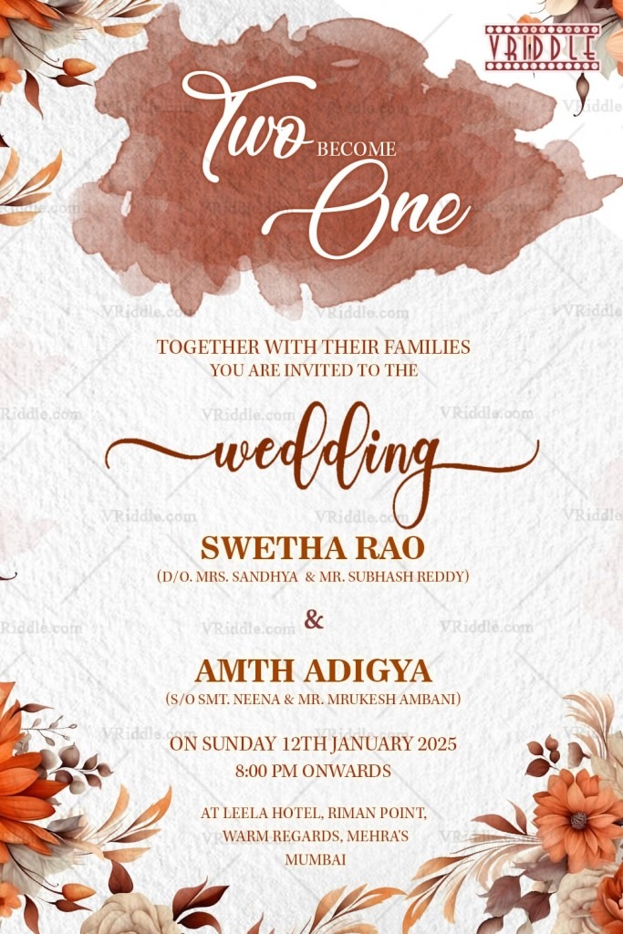 Botanical Boho Chic Style Wedding Invitation Card with Floral Bliss ...