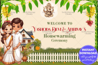 Cartoon Couple Theme Housewarming Welcome Poster – SeeMyMarriage