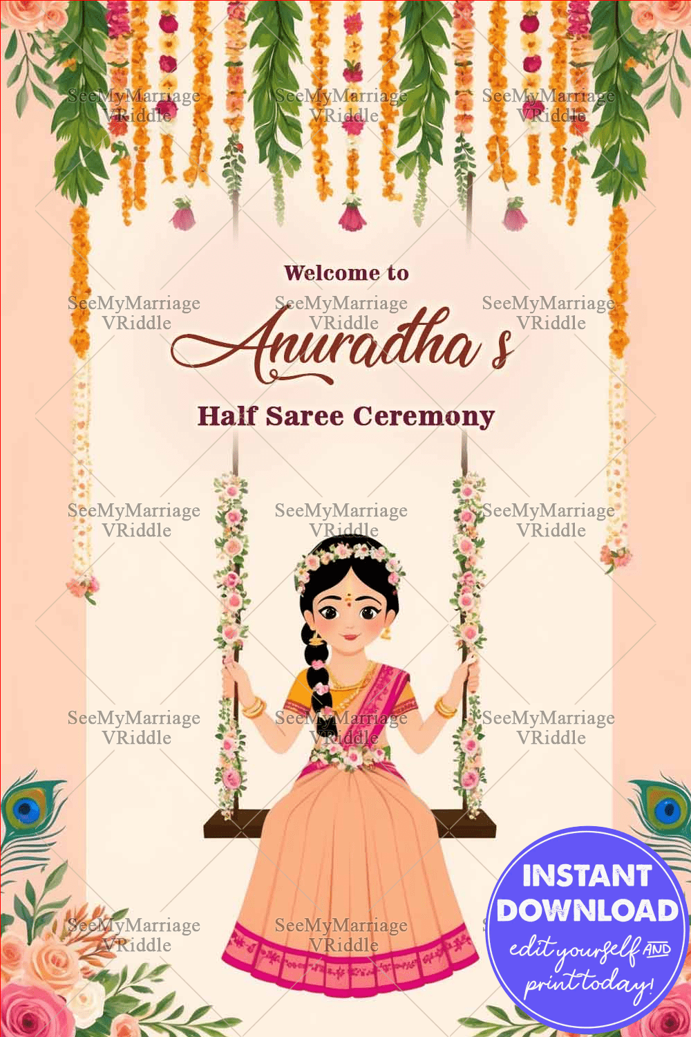 Floral Swing Aaradhya’s Half Saree Ceremony Poster – SeeMyMarriage