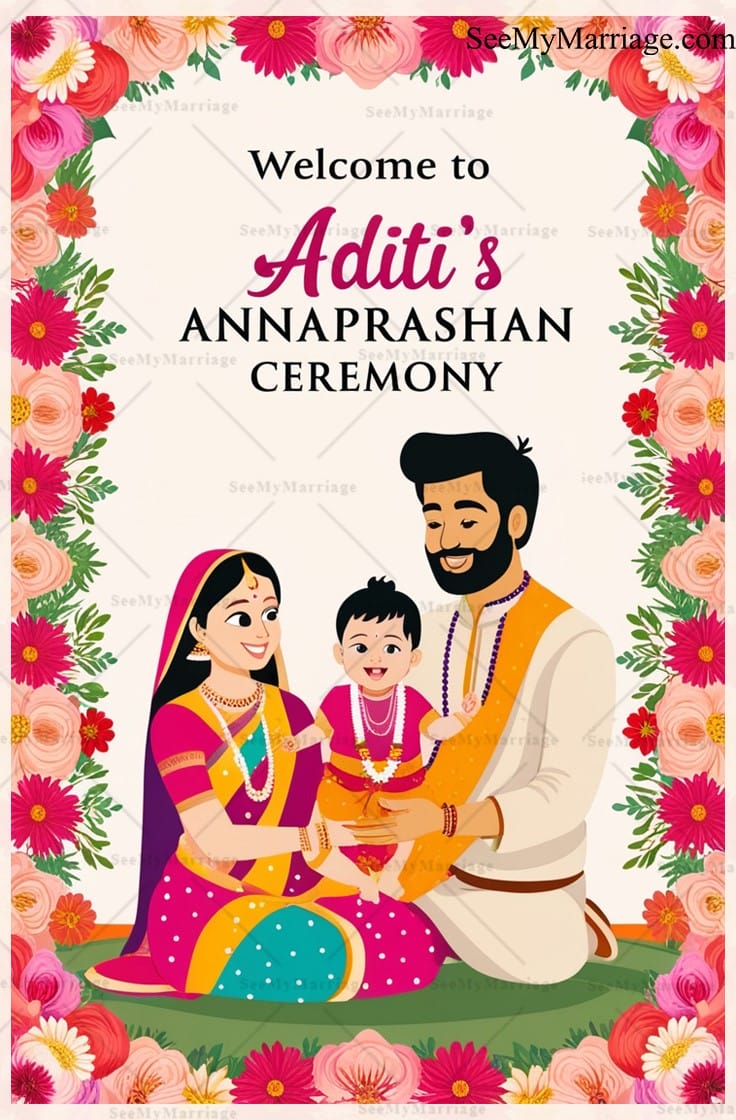 Vibrant Family Annaprashan Invitation Card – SeeMyMarriage