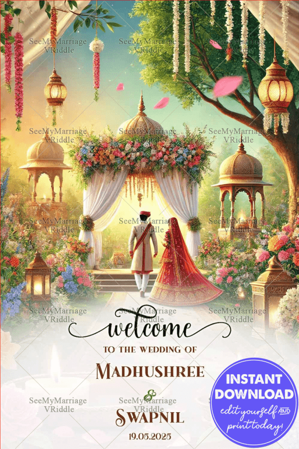 Nature Splendor Theme Marathi Wedding Ceremony Welcome Poster ...