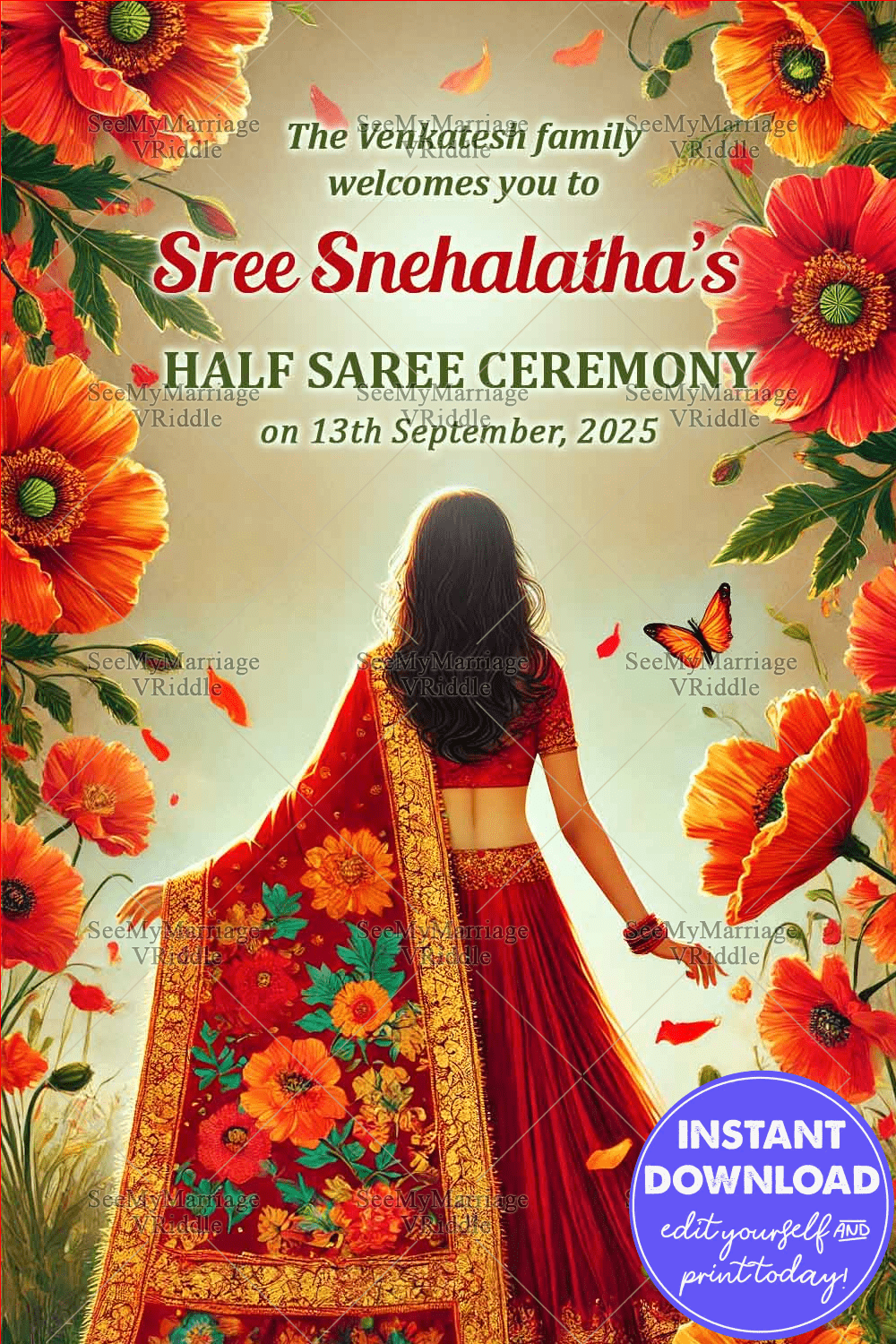 Nature Theme Half Saree Ceremony Welcome Poster – SeeMyMarriage