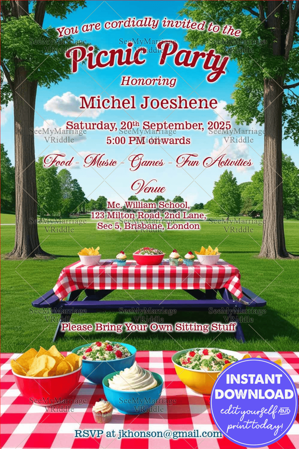 Outdoor Feast Picnic Party Gathering Invitation Card – SeeMyMarriage