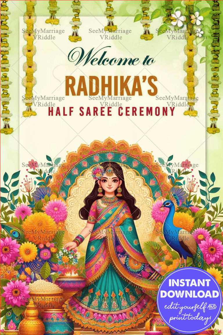 Radiant Floral Accents Half Saree Ceremony Welcome Poster – SeeMyMarriage
