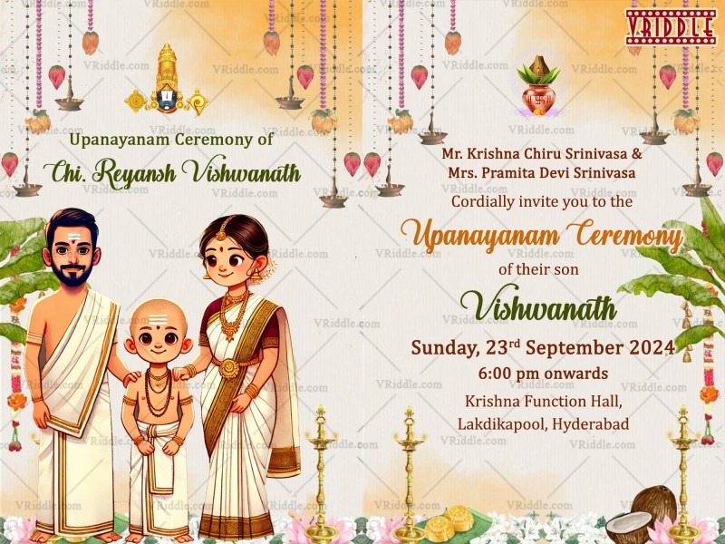 Upanayan Upanayanam Thread Ceremony Invitations Cards and Videos ...