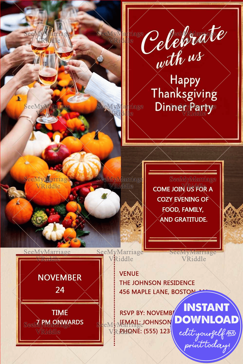 Harvest Toast Thanksgiving Dinner Party Invitation Card – SeeMyMarriage