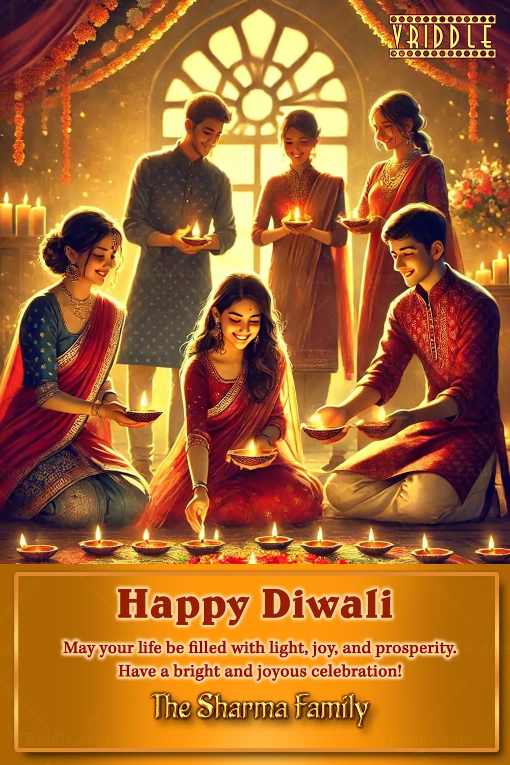 Radiant Family Gathering Diwali Celebration Greeting Card – SeeMyMarriage