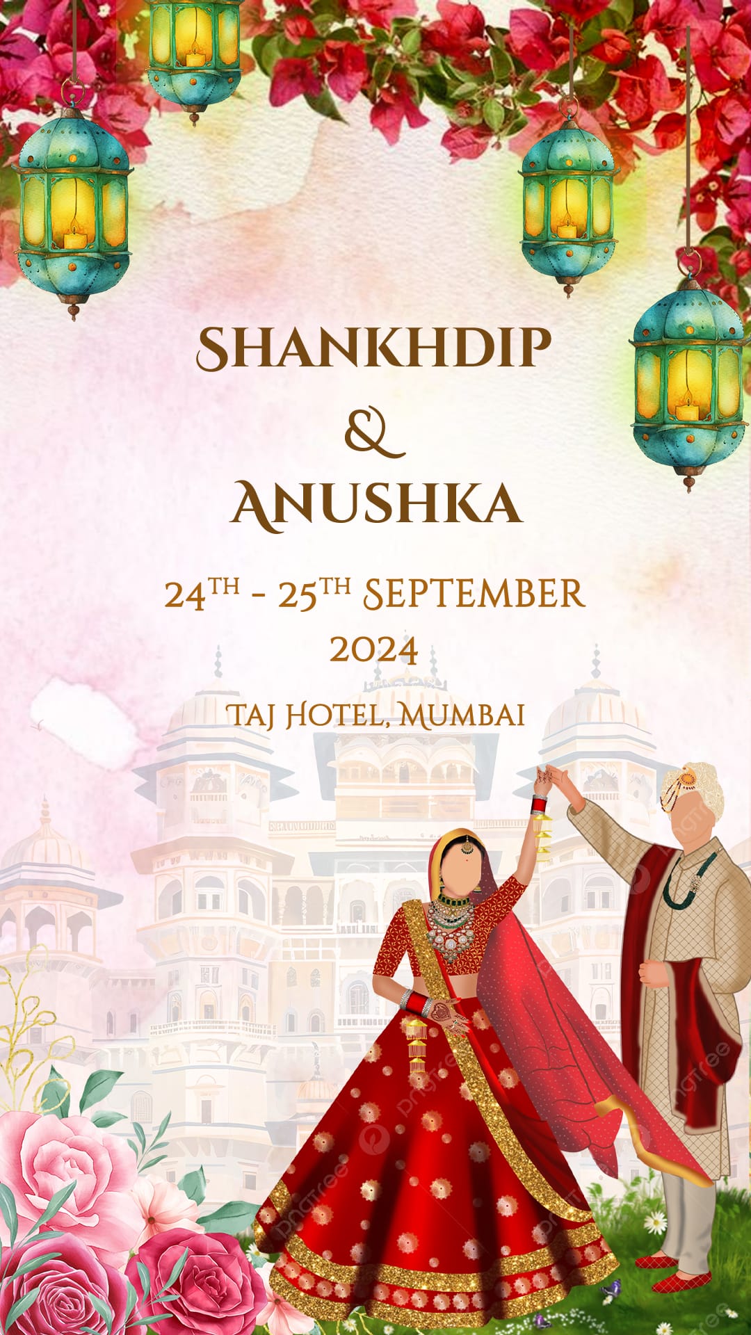 Vibrant Colors Theme Digital Wedding Pdf Invitation Card with Multiple ...