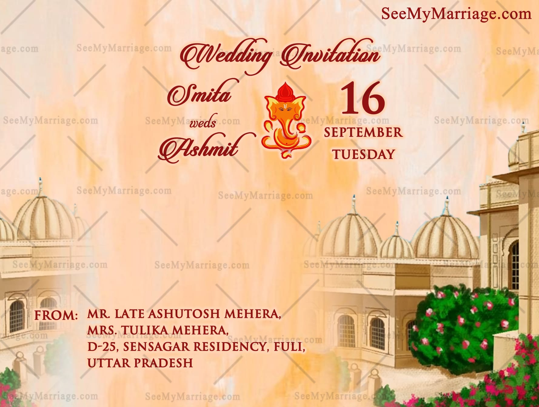 Floral Temple Wedding Invitation Set – SeeMyMarriage