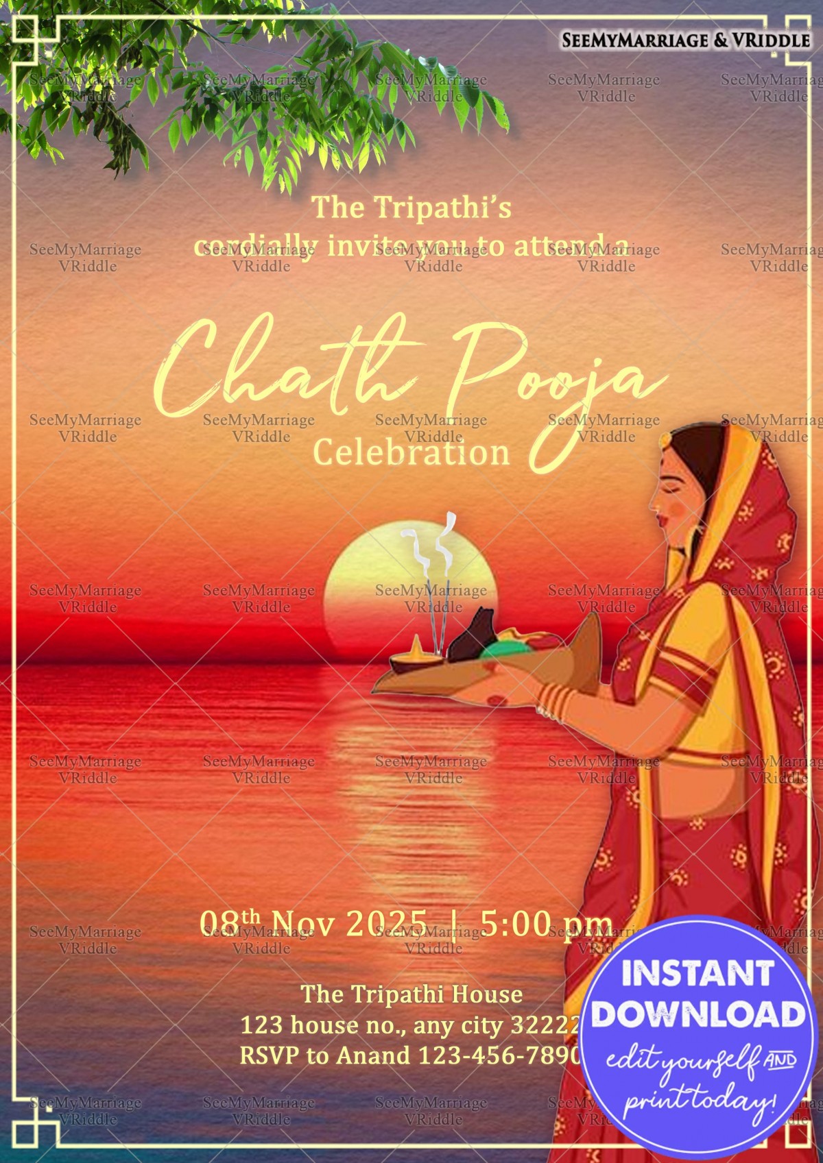 Sunset Ceremony Chath Pooja Invitation – SeeMyMarriage