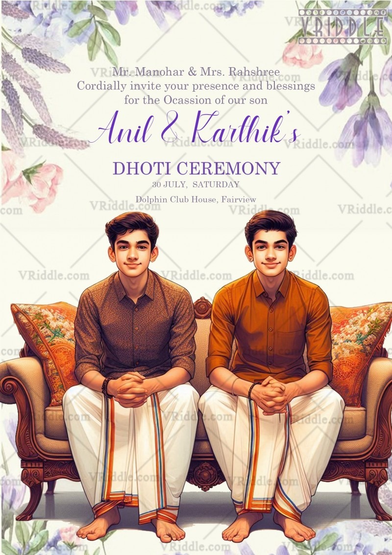 Create Dhoti Ceremony / Function, Pattu Panchala Function Invitation ...