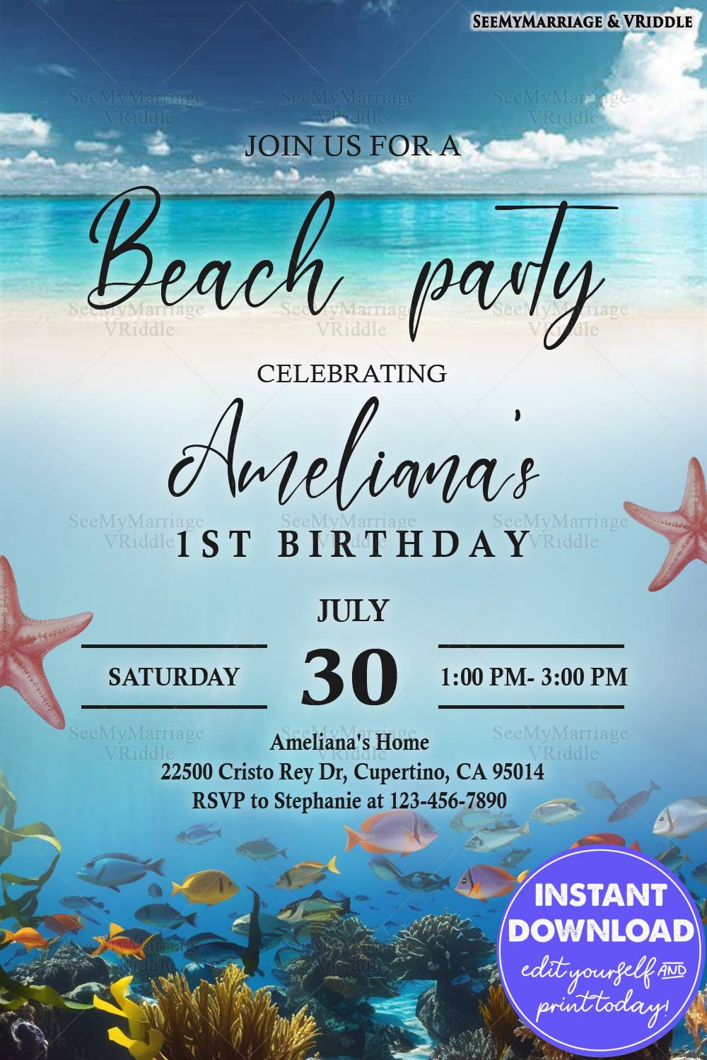 Ocean Themed Baby Birthday Invitations Ideas