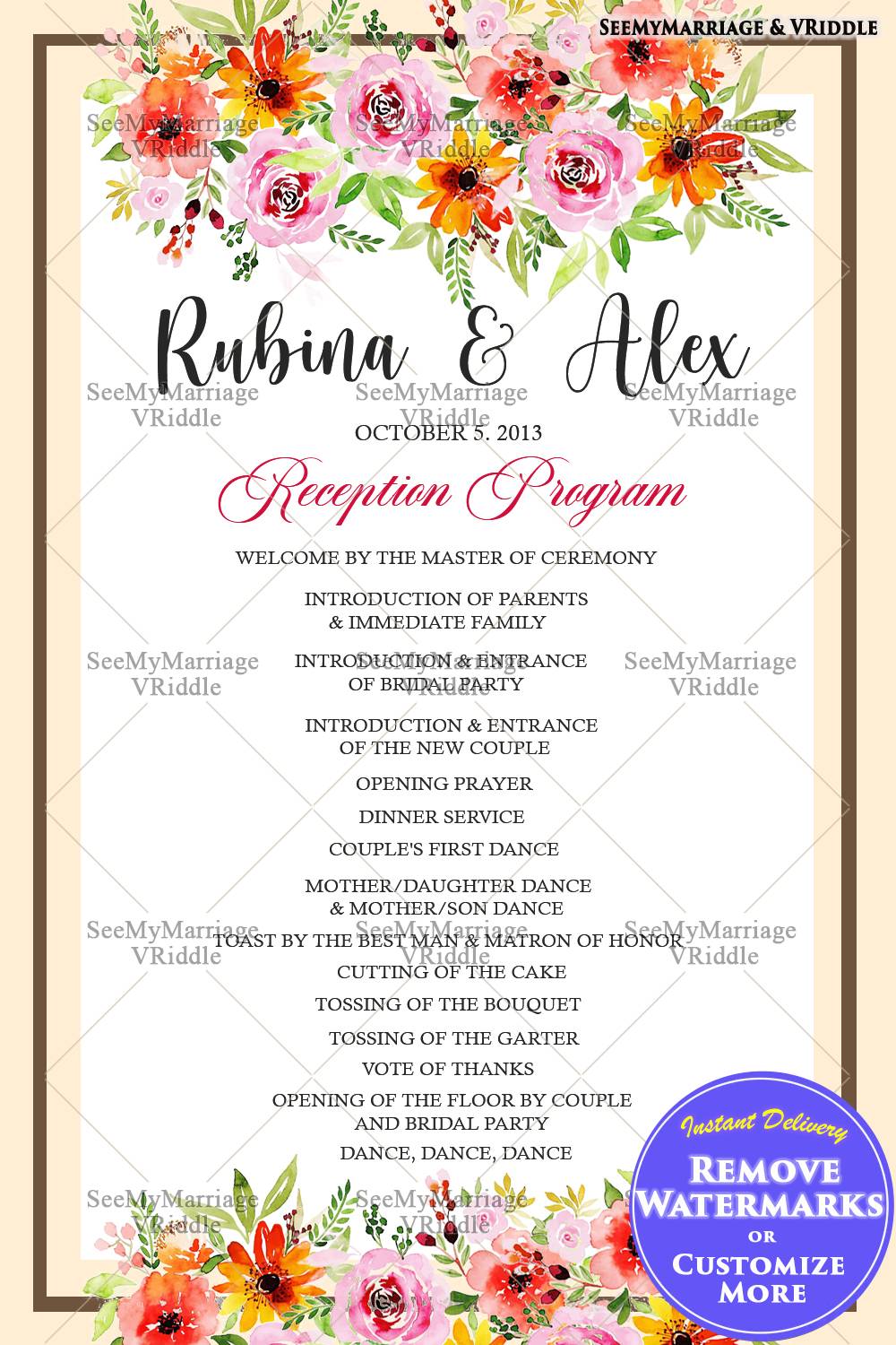 Reception Program Samples Wedding Programs Wedding Cards Kenya