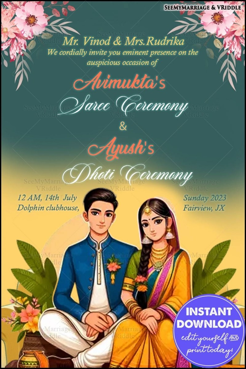 Create Dhoti Ceremony / Function, Pattu Panchala Function Invitation ...